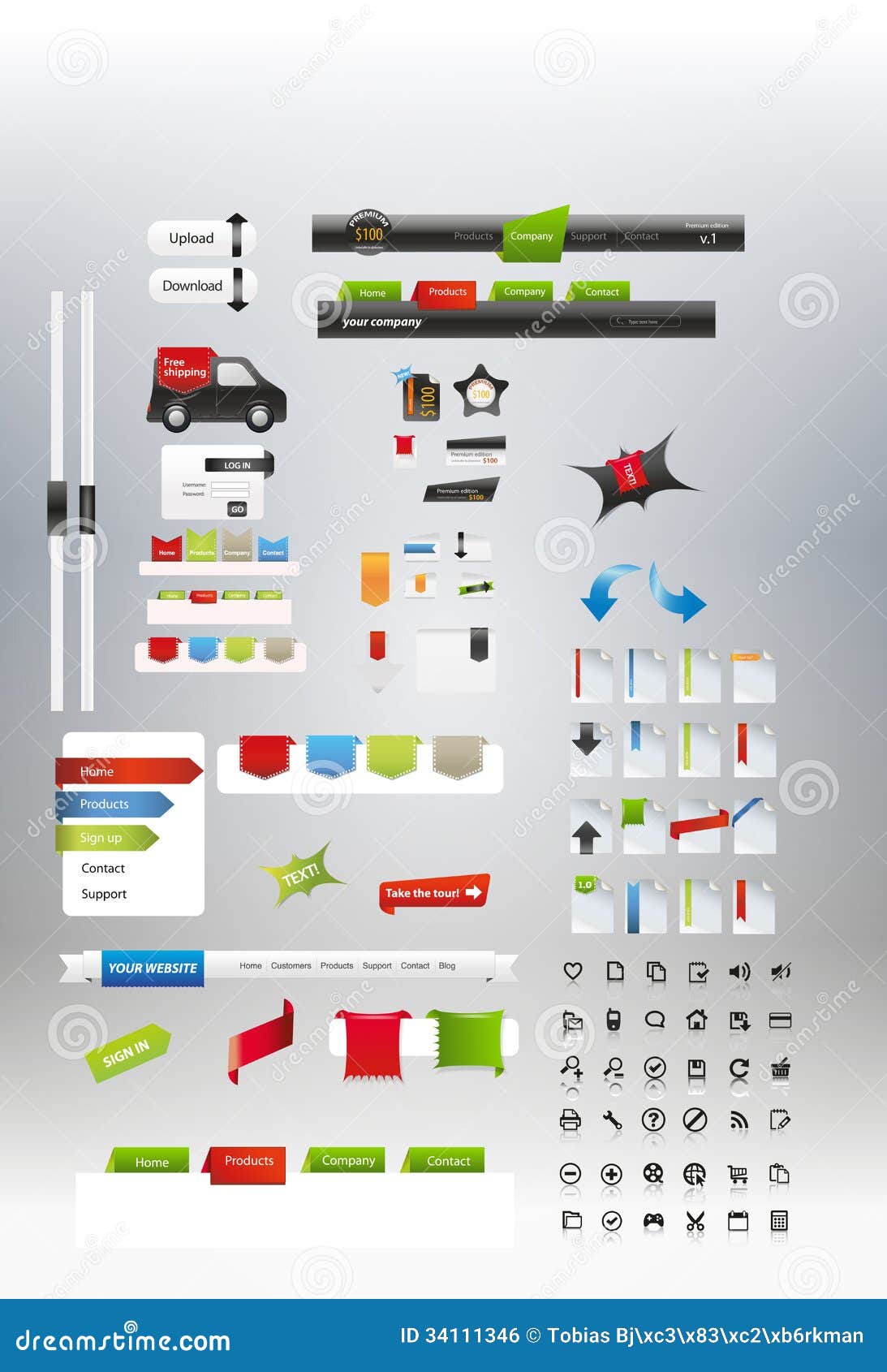 Large Collection of Web Graphics Stock Illustration - Illustration of ...