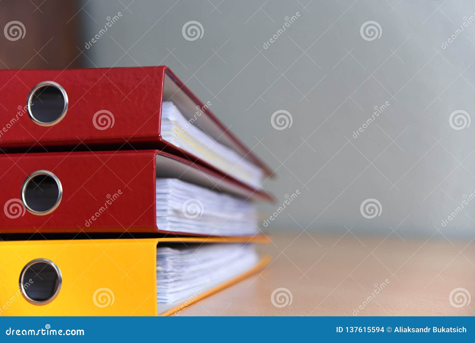 Large Color Folders for Documents on the Table in the Office, Close-up ...