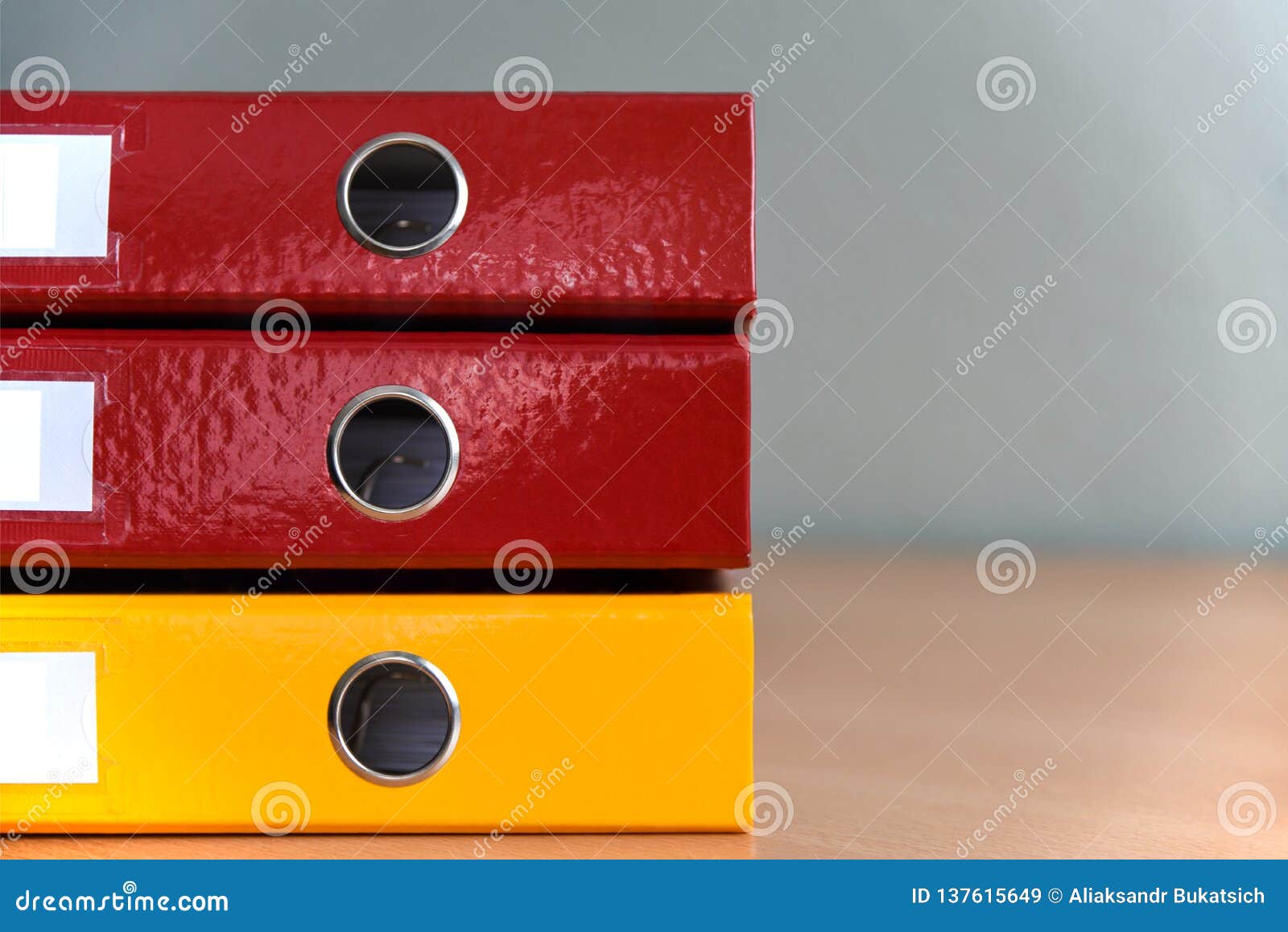 Large Color Folders for Documents on the Table in the Office, Close-up ...