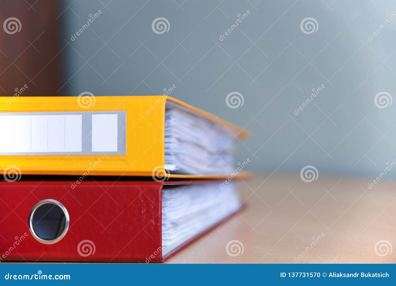 Large Color Folders for Documents on the Table in the Office, Close-up ...