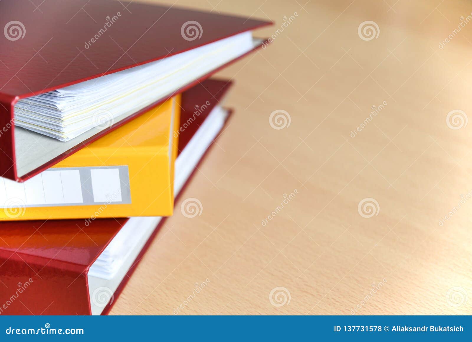 Large Color Folders for Documents on the Table in the Office, Close-up ...