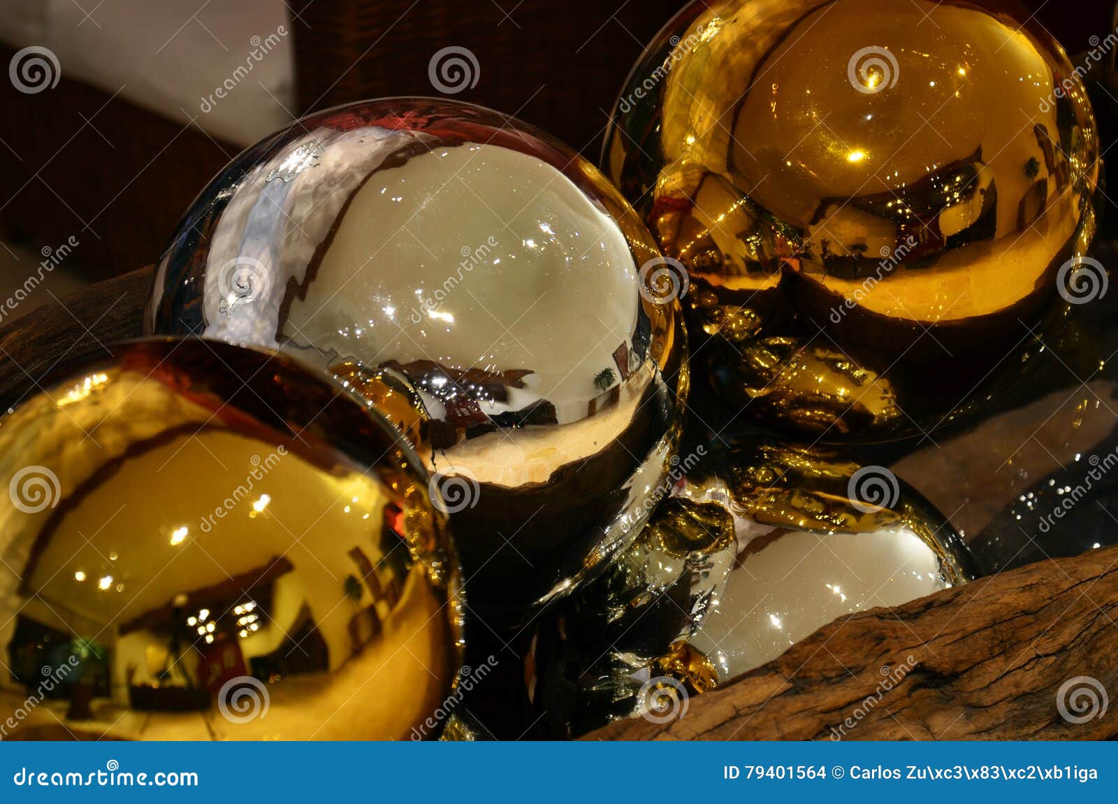 Large Colored Spheres Decorated Gold and Silver Stock Photo - Image of ...