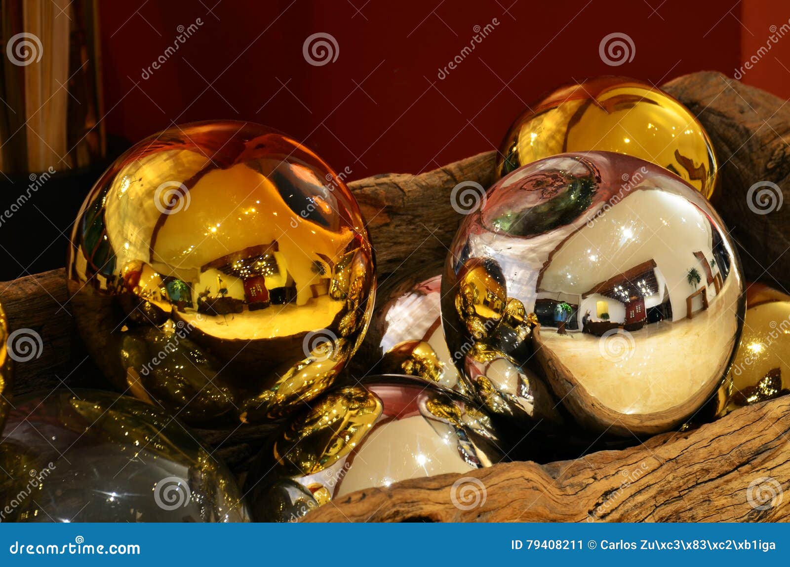 Large Colored Spheres Decorated Gold and Silver Stock Image - Image of ...
