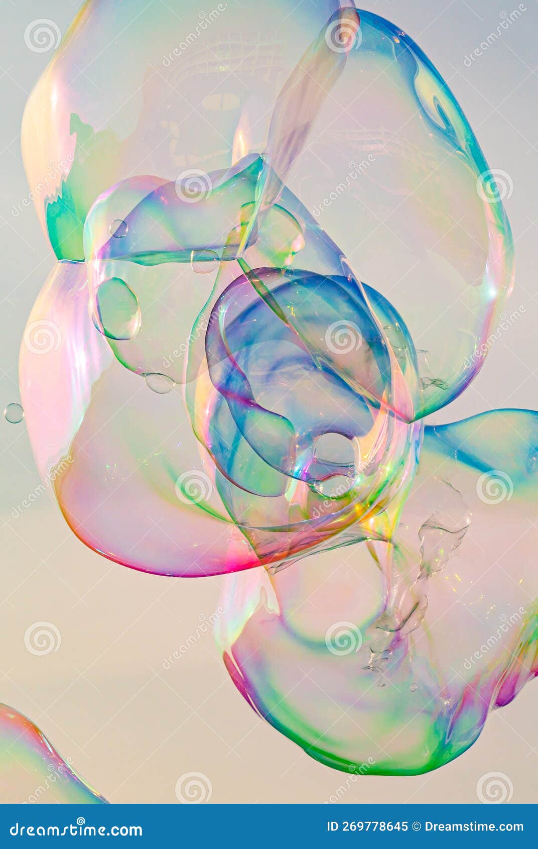 Sunlight Refracting through Large Colorful Bubbles on the Ocean Coast ...