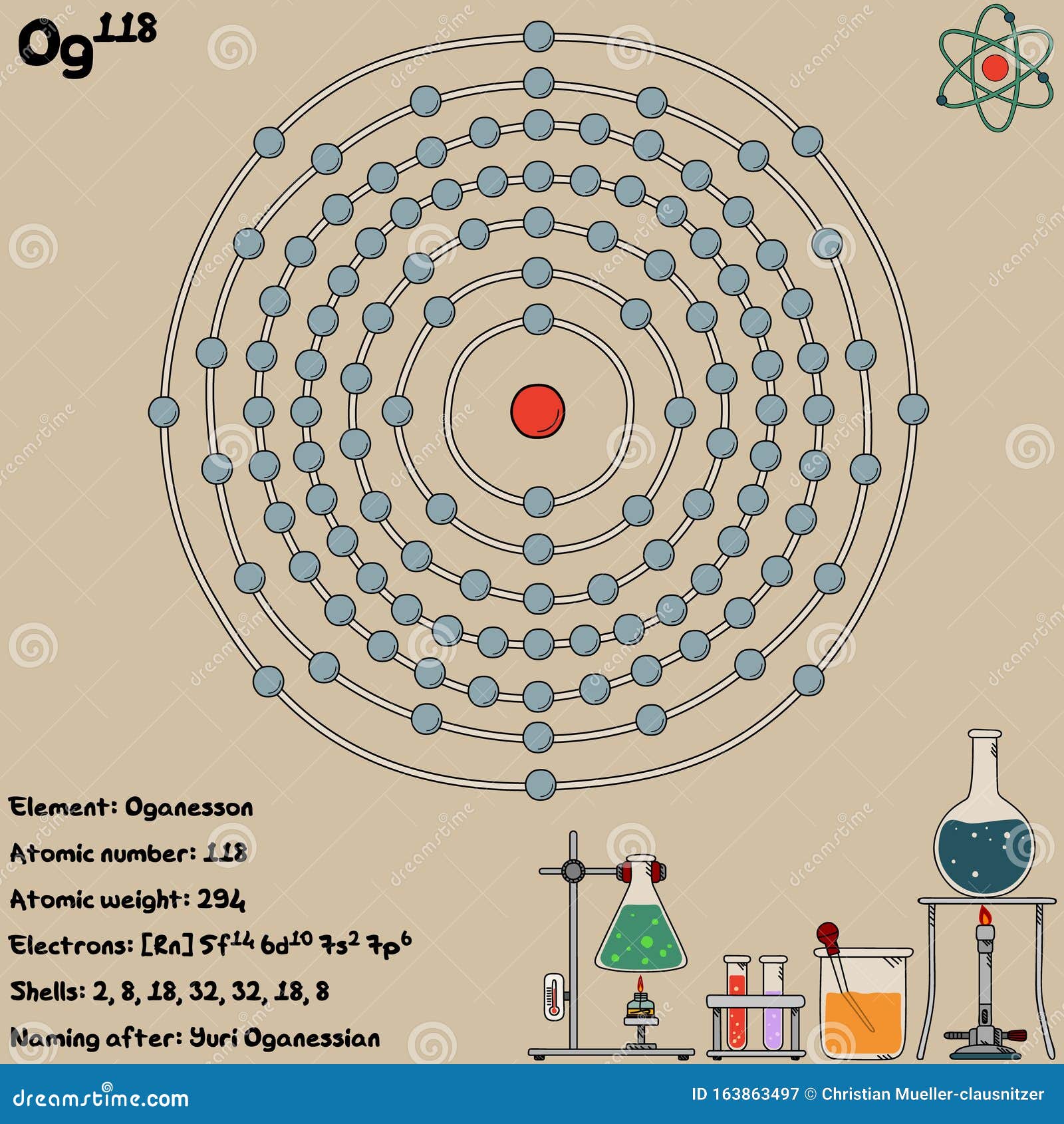 Infographic of the Element of Oganesson Stock Vector - Illustration of ...