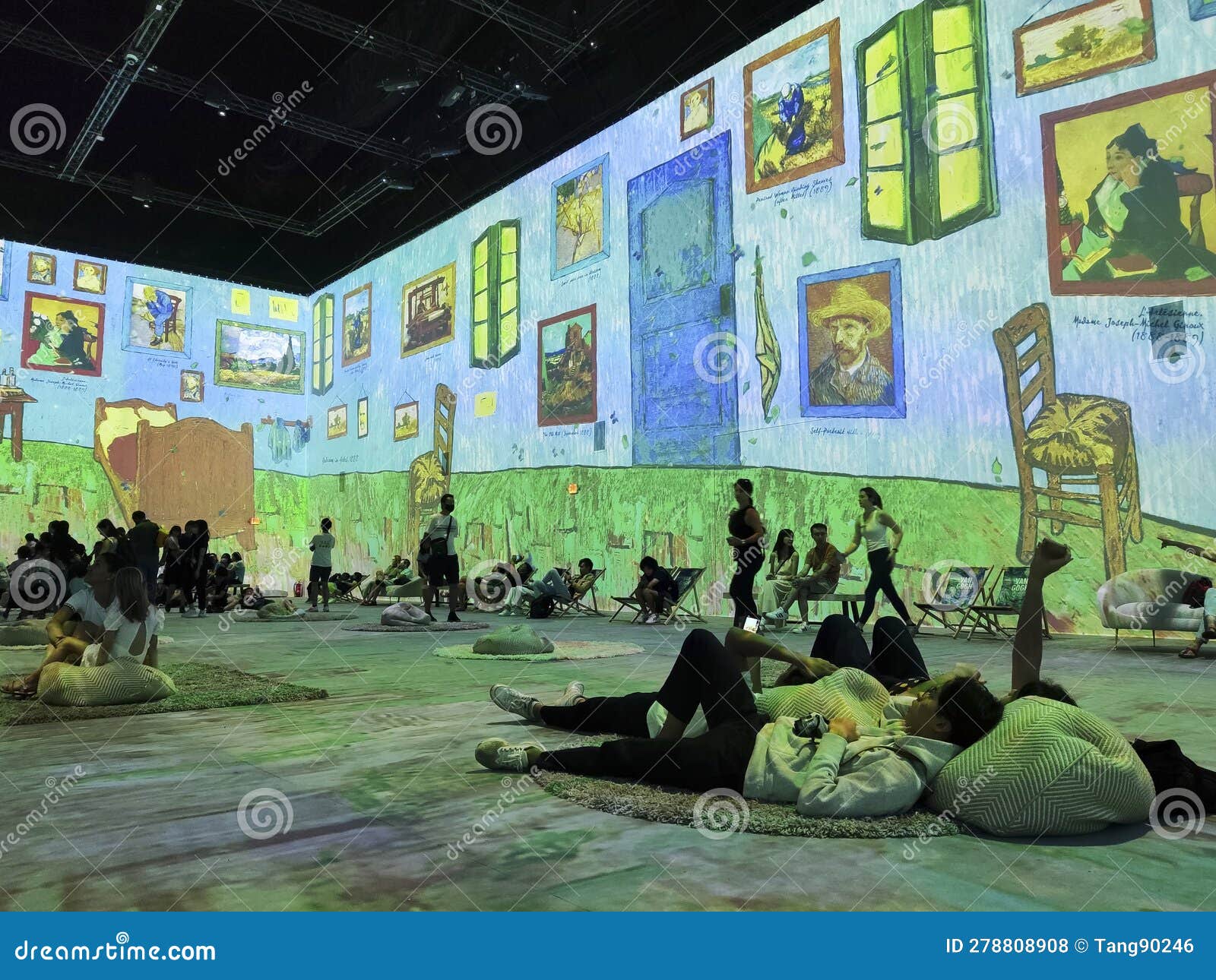 Large Colorful Projected Display of Van Gogh Arts on the Wall in the ... Large Colorful Projected Display of Van Gogh Arts on the Wall in the ...