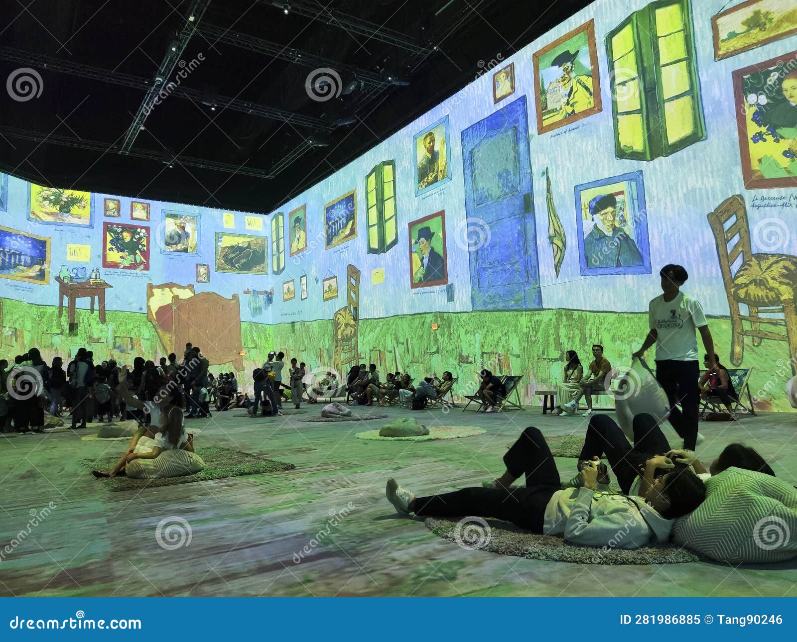 Large Colorful Projected Display of Van Gogh Arts on the Wall in the ... Large Colorful Projected Display of Van Gogh Arts on the Wall in the ...
