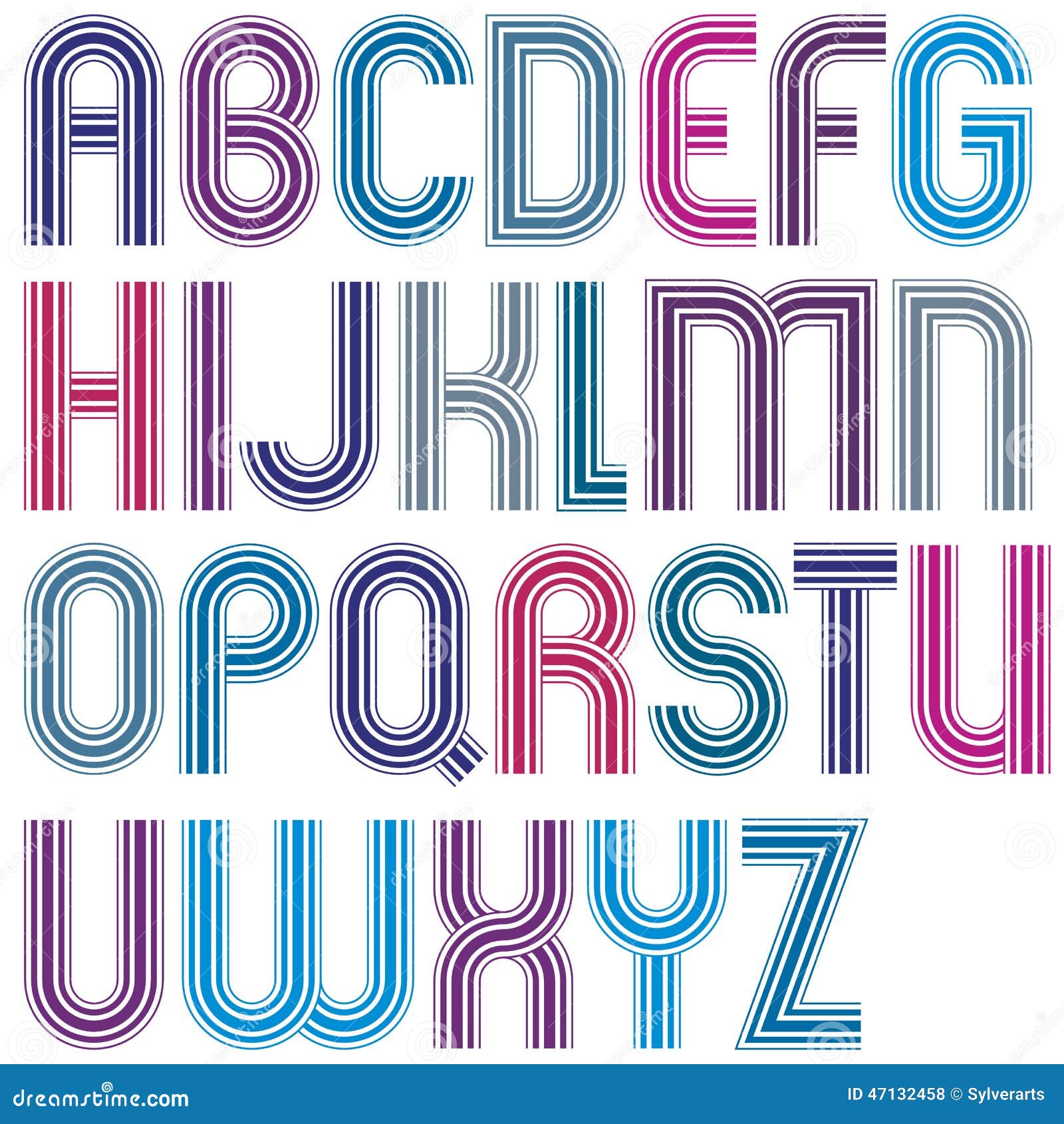 Large Colorful Uppercase Letters with Rounded Corners, Parallel Stock ...