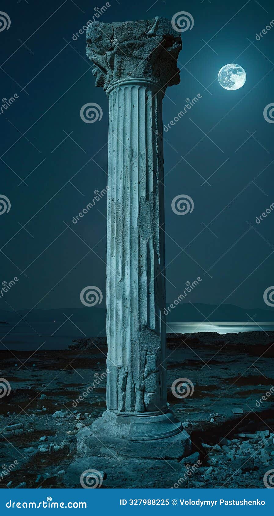 A Large Column in the Middle of the Ocean Stock Image - Image of ...