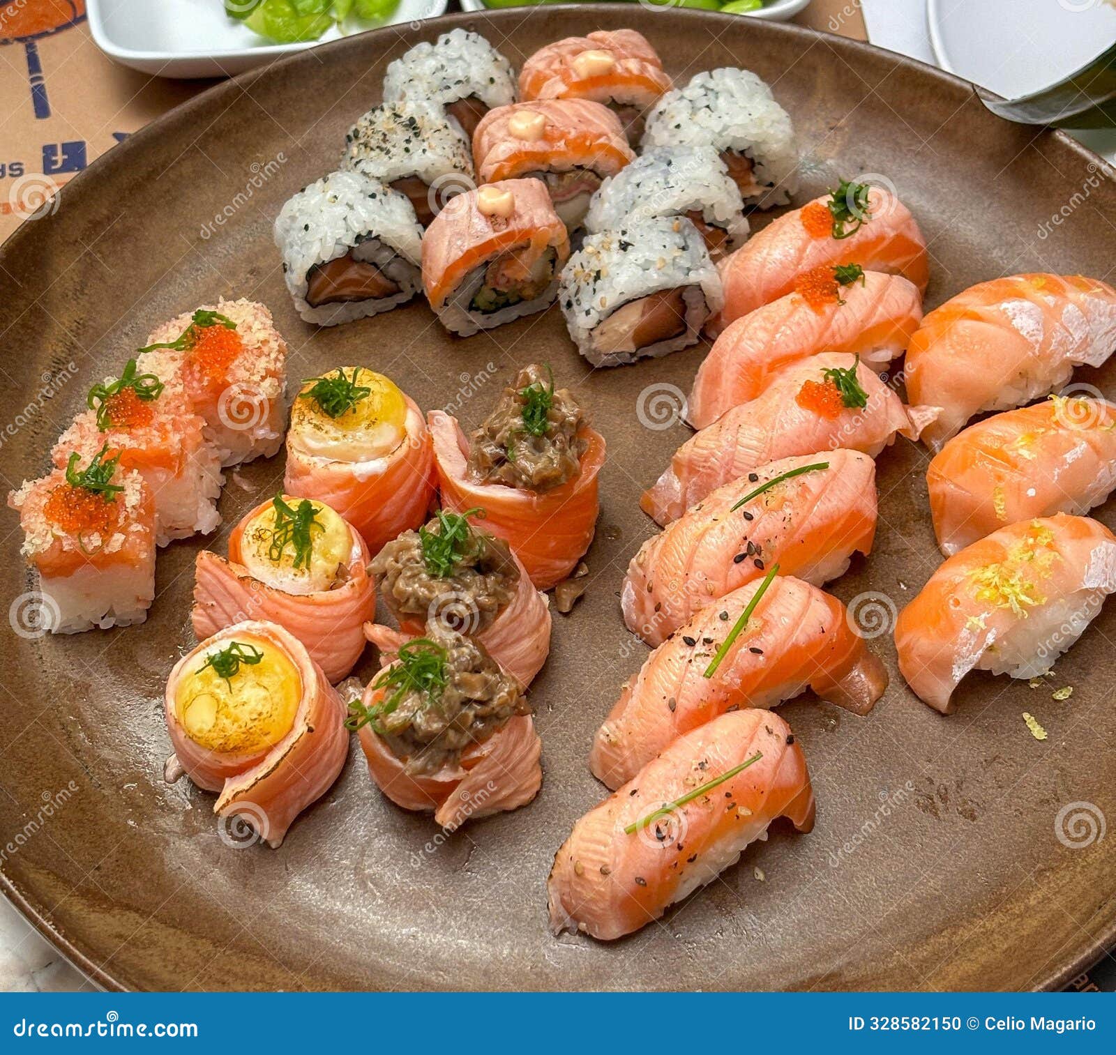 Large Combination of Salmon Sushi with Special Sushi Stock Photo ...