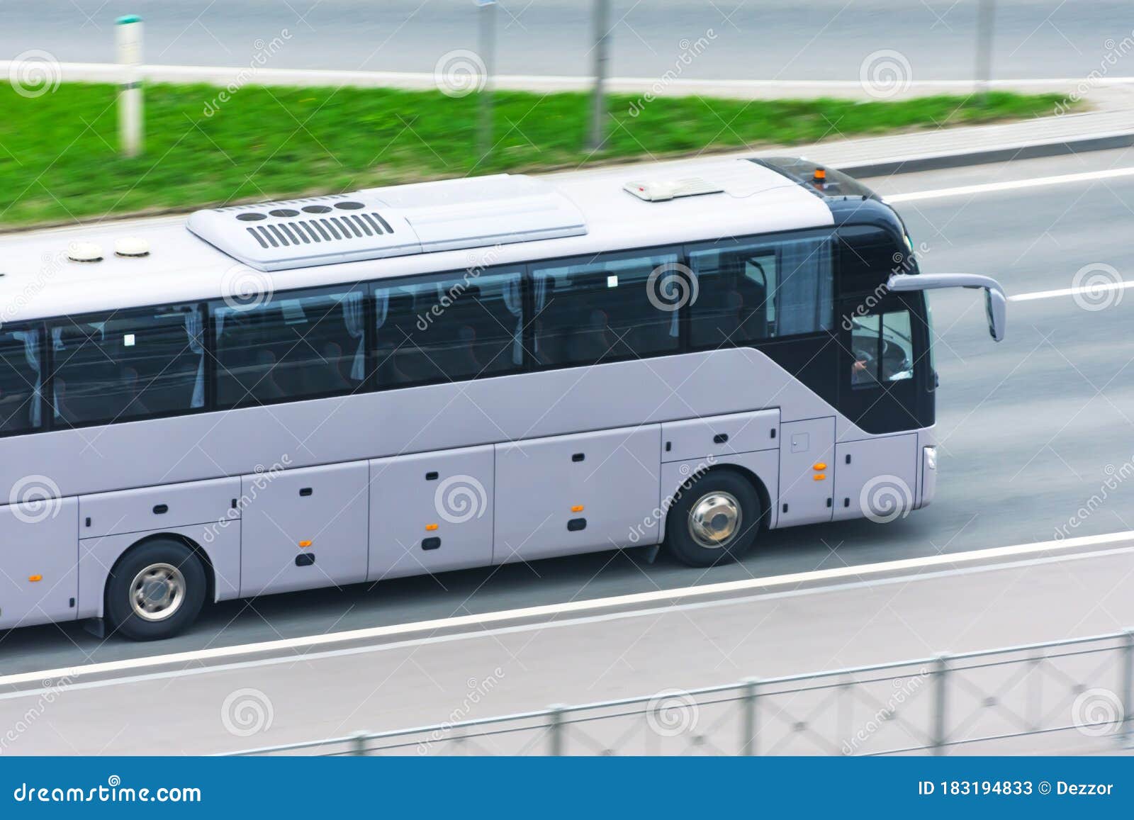 Large Comfortable Long-distance Bus Rides on the Highway Stock Image ...