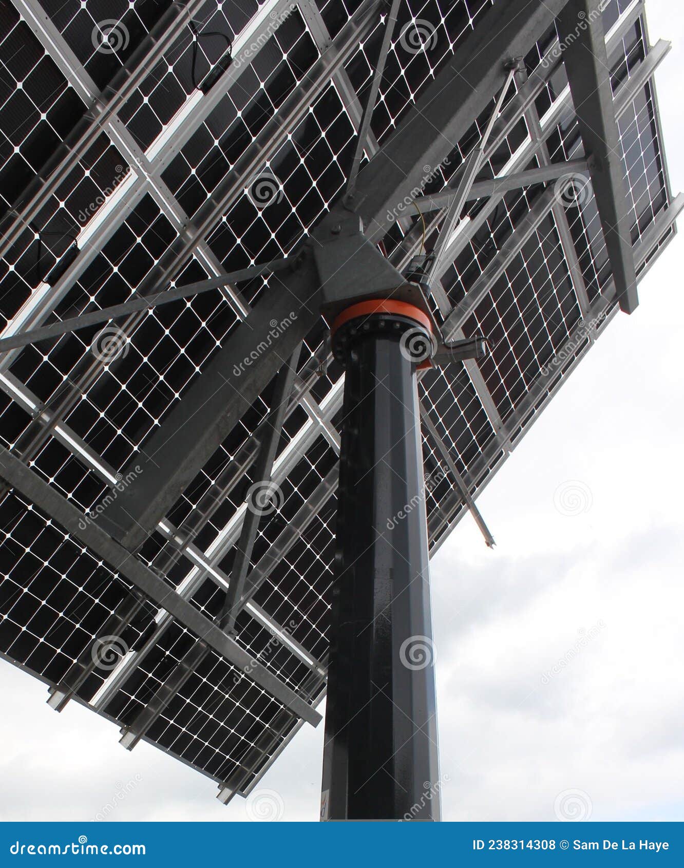 Large Commercial Solar Tracker and Solar Panels, with a Cloudy ...