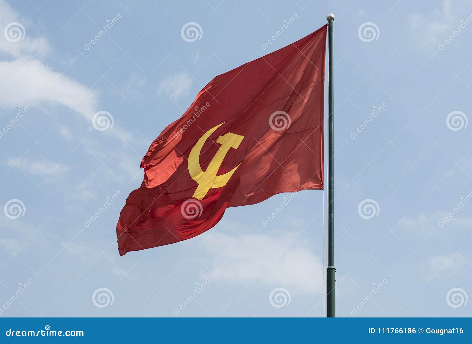 Large Communist Flag Floating in the Wind Stock Photo - Image of ...