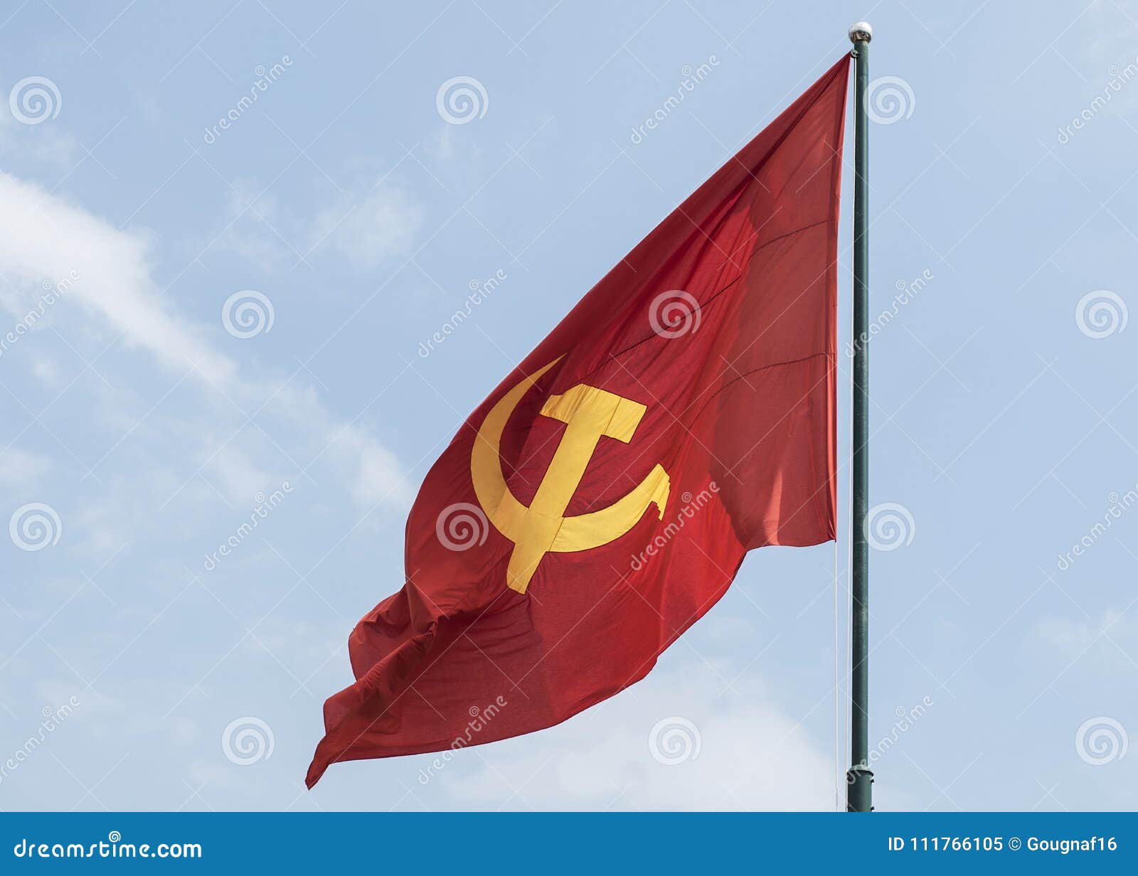 Large Communist Flag Floating In The Wind Royalty-Free Stock ...