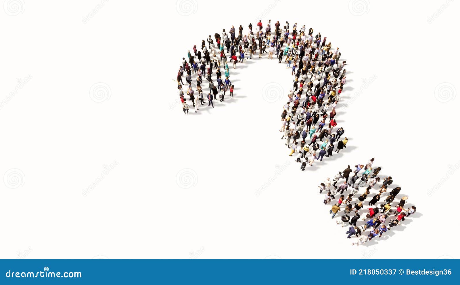Large Community of People Forming the Question Mark. 3d Illustration ...