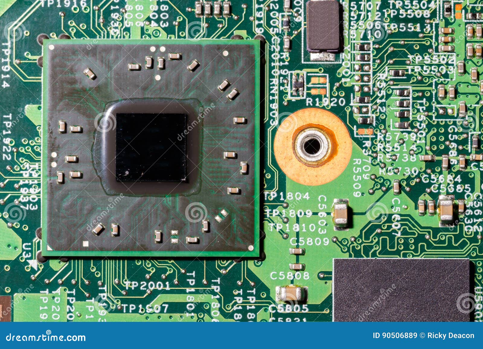 Large Computer Chip on a Printed Circuit Board Stock Image - Image of ...