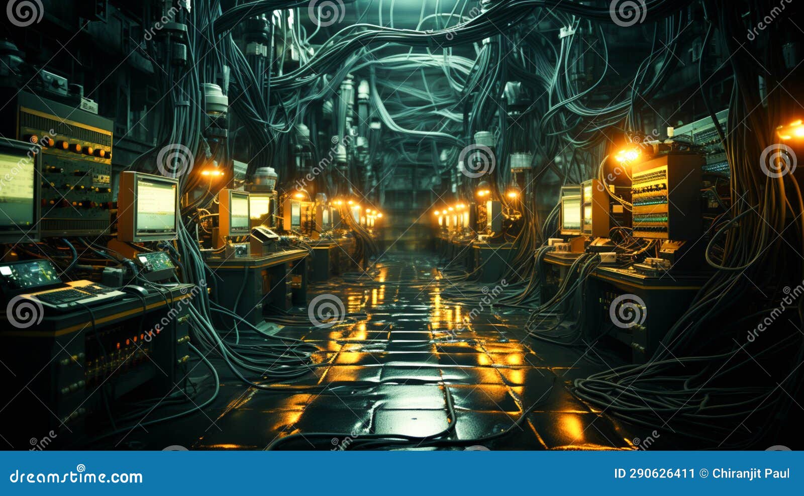 A Large Computer Room with a Lot of Wires Stock Image - Image of ...