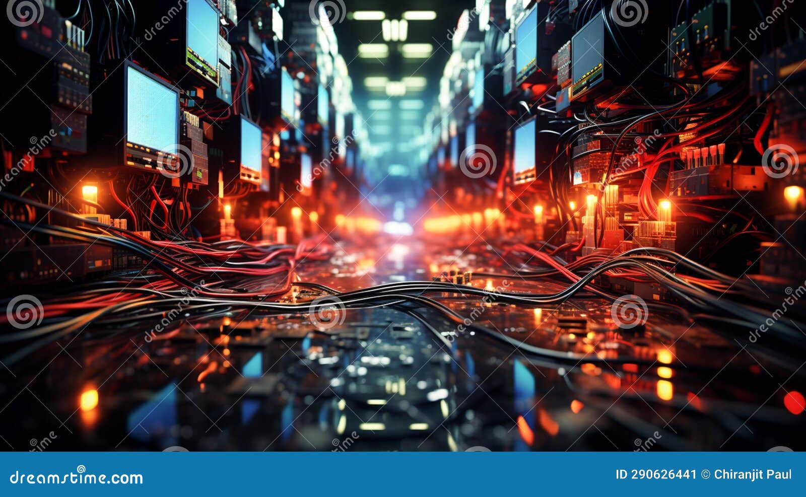 A Large Computer Room with a Lot of Wires Stock Image - Image of ...