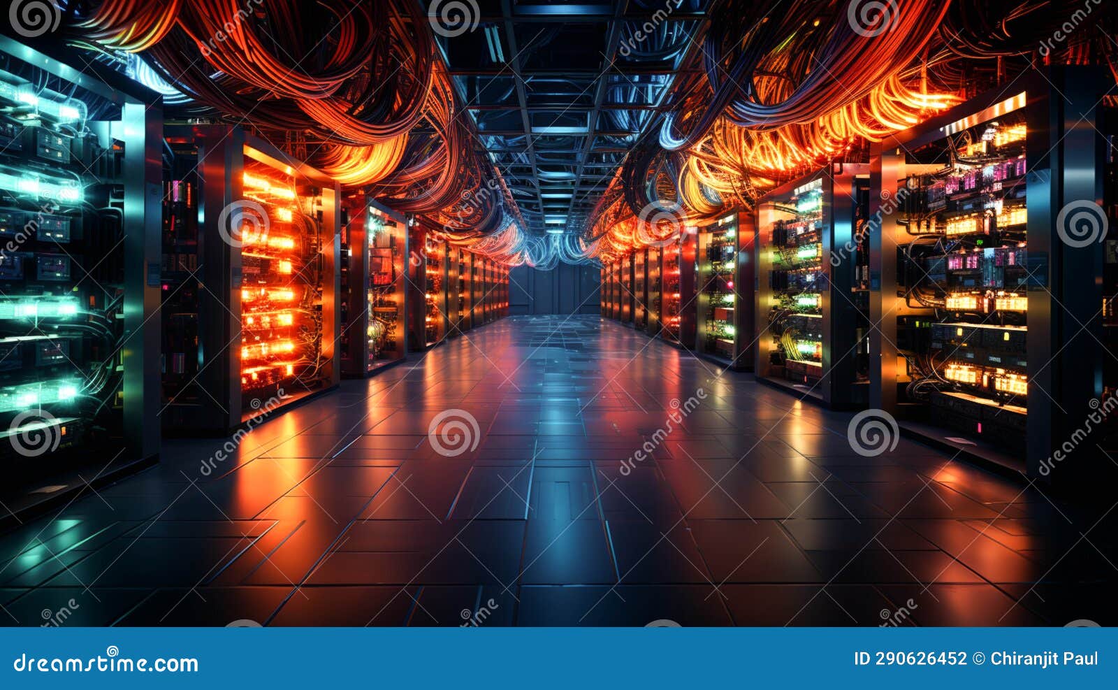 A Large Computer Room with a Lot of Wires Stock Photo - Image of ...