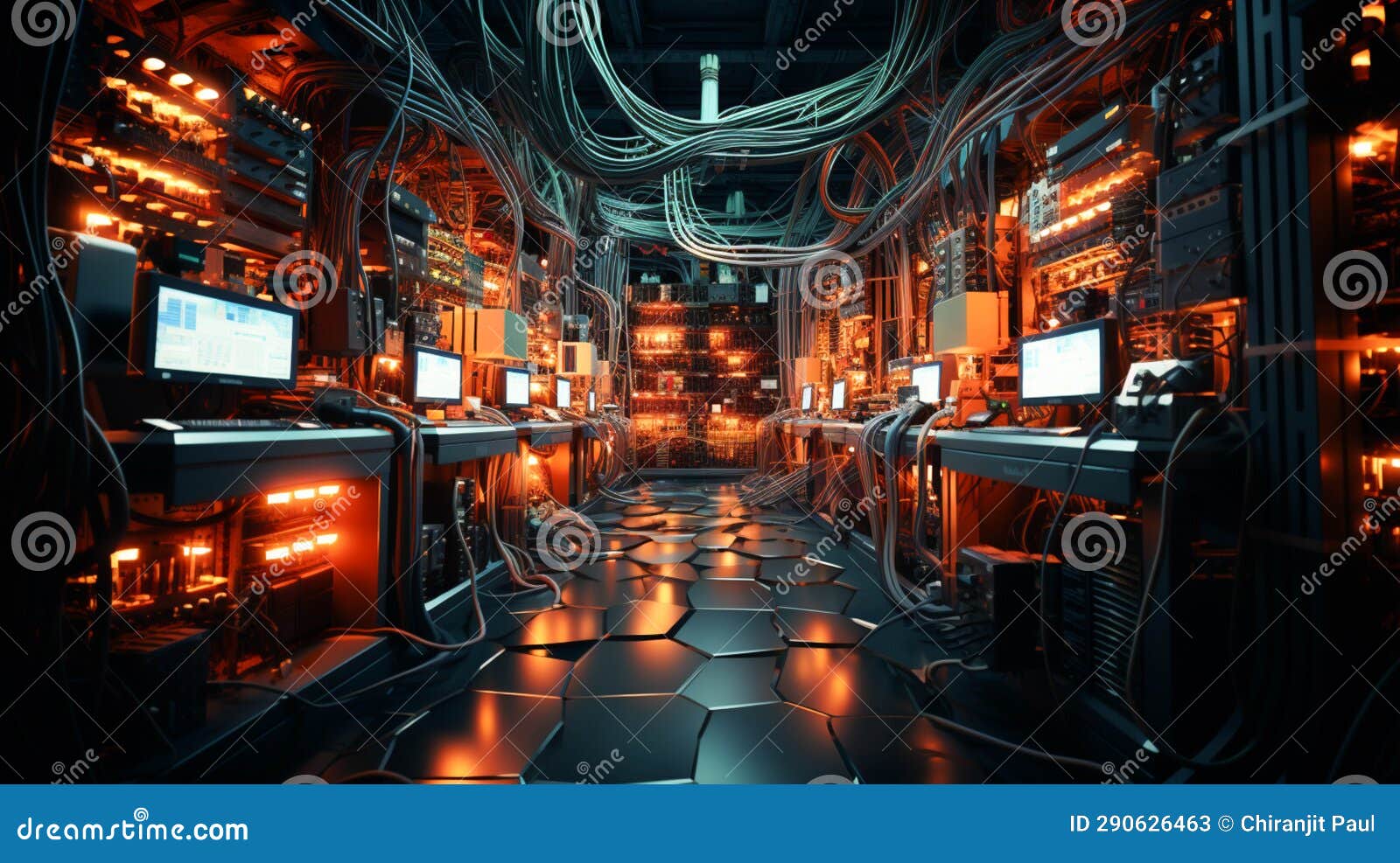 A Large Computer Room with a Lot of Wires Stock Image - Image of ...