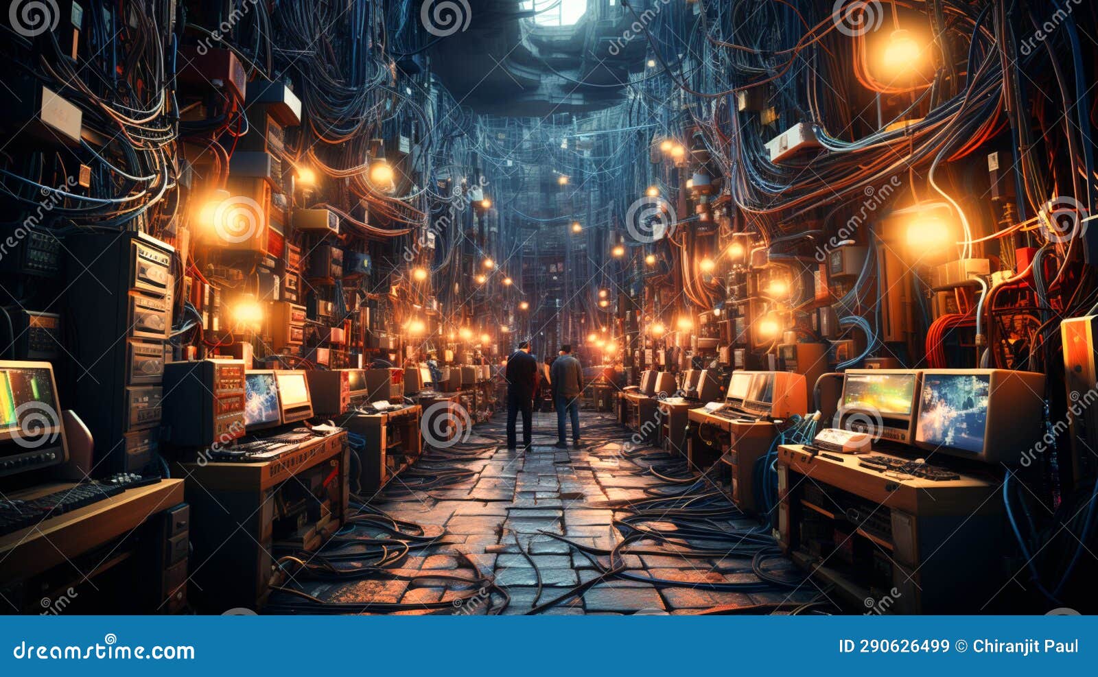 A Large Computer Room with a Lot of Wires Stock Image - Image of ...