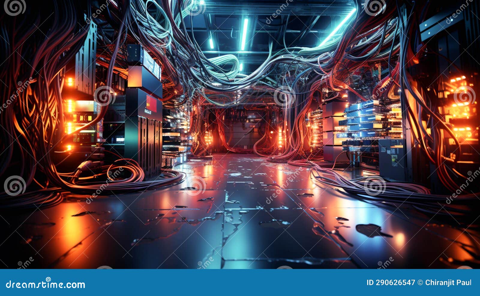 A Large Computer Room with a Lot of Wires Stock Image - Image of ...