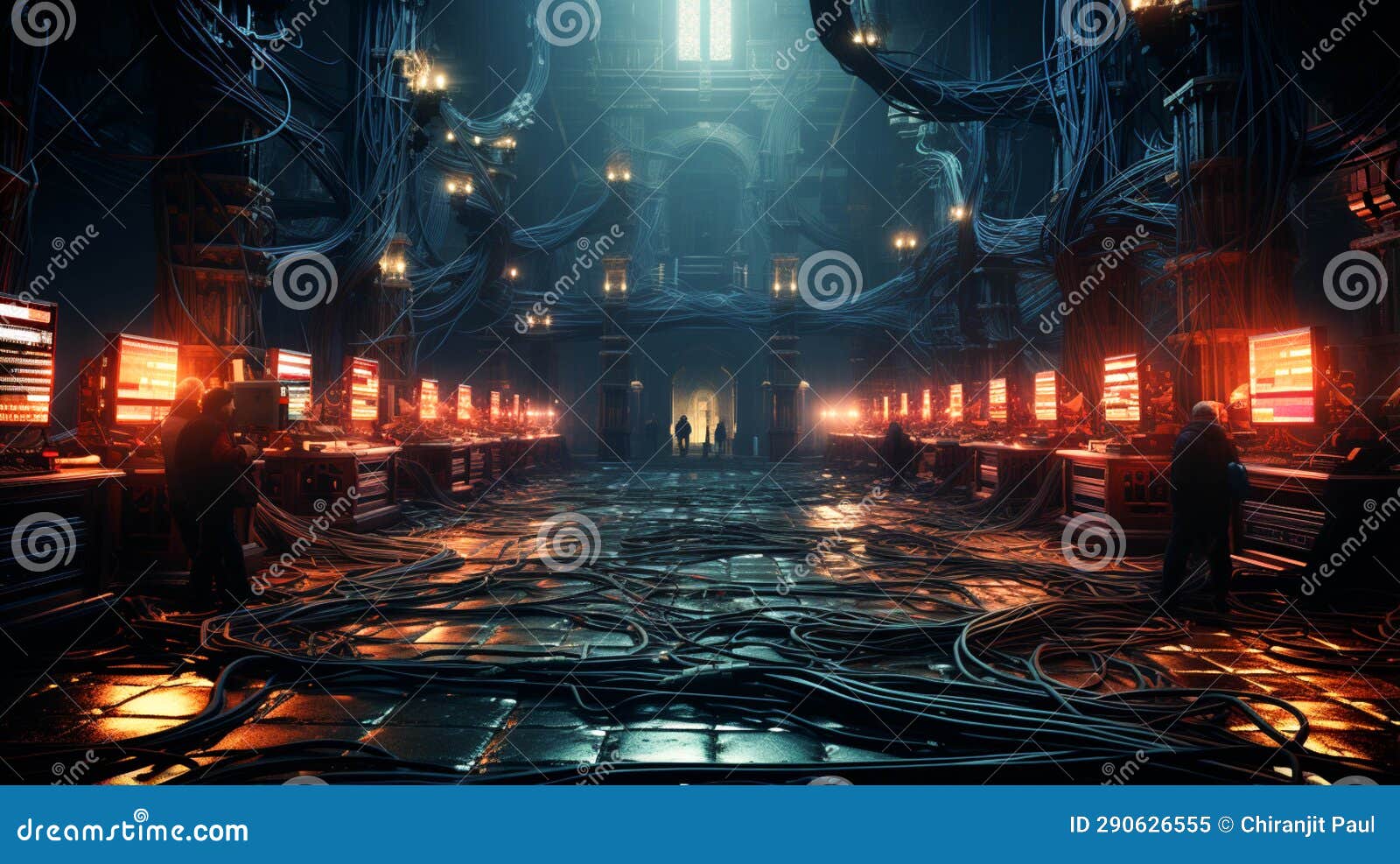 A Large Computer Room with a Lot of Wires Stock Image - Image of server ...