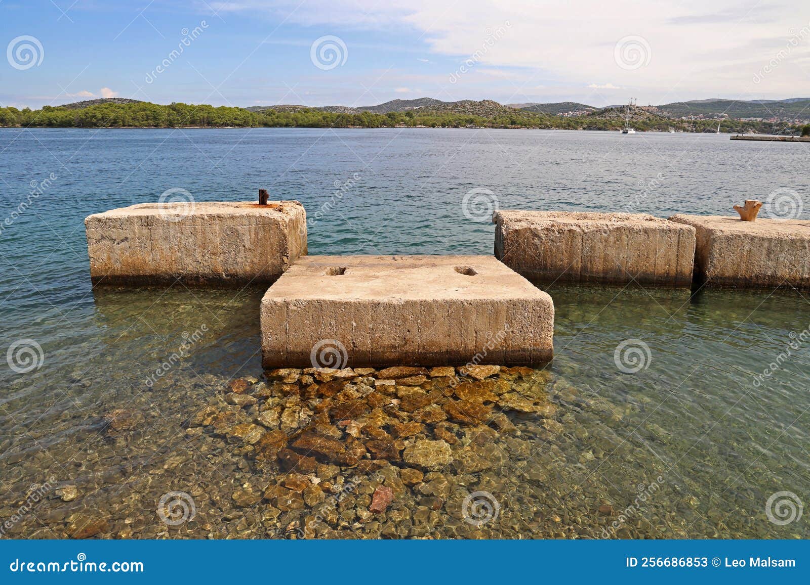 Large Concrete Block Sea Coast Stock Image - Image of travel, strong ...