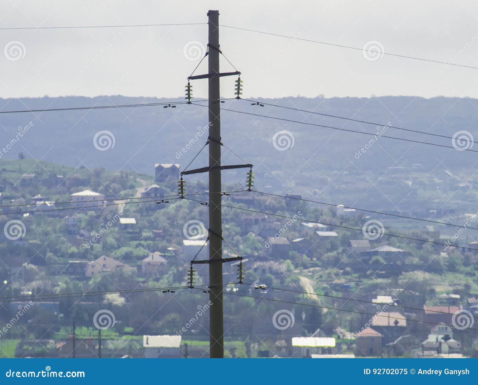 Large Concrete Column with Electrical Wires Stock Image - Image of ...