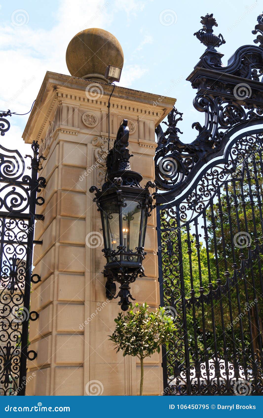 Large Concrete Gate Post stock image. Image of wrought - 106450795