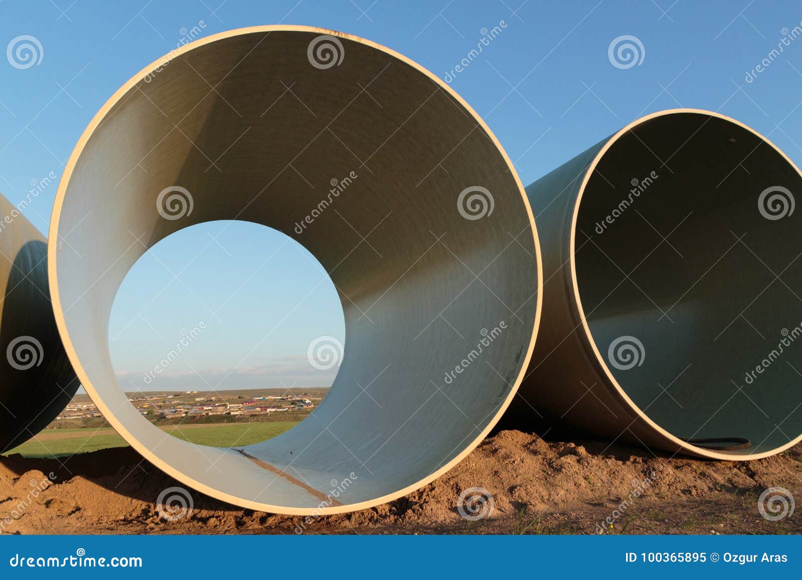 Large concrete pipes stock image. Image of ditch, network - 100365895