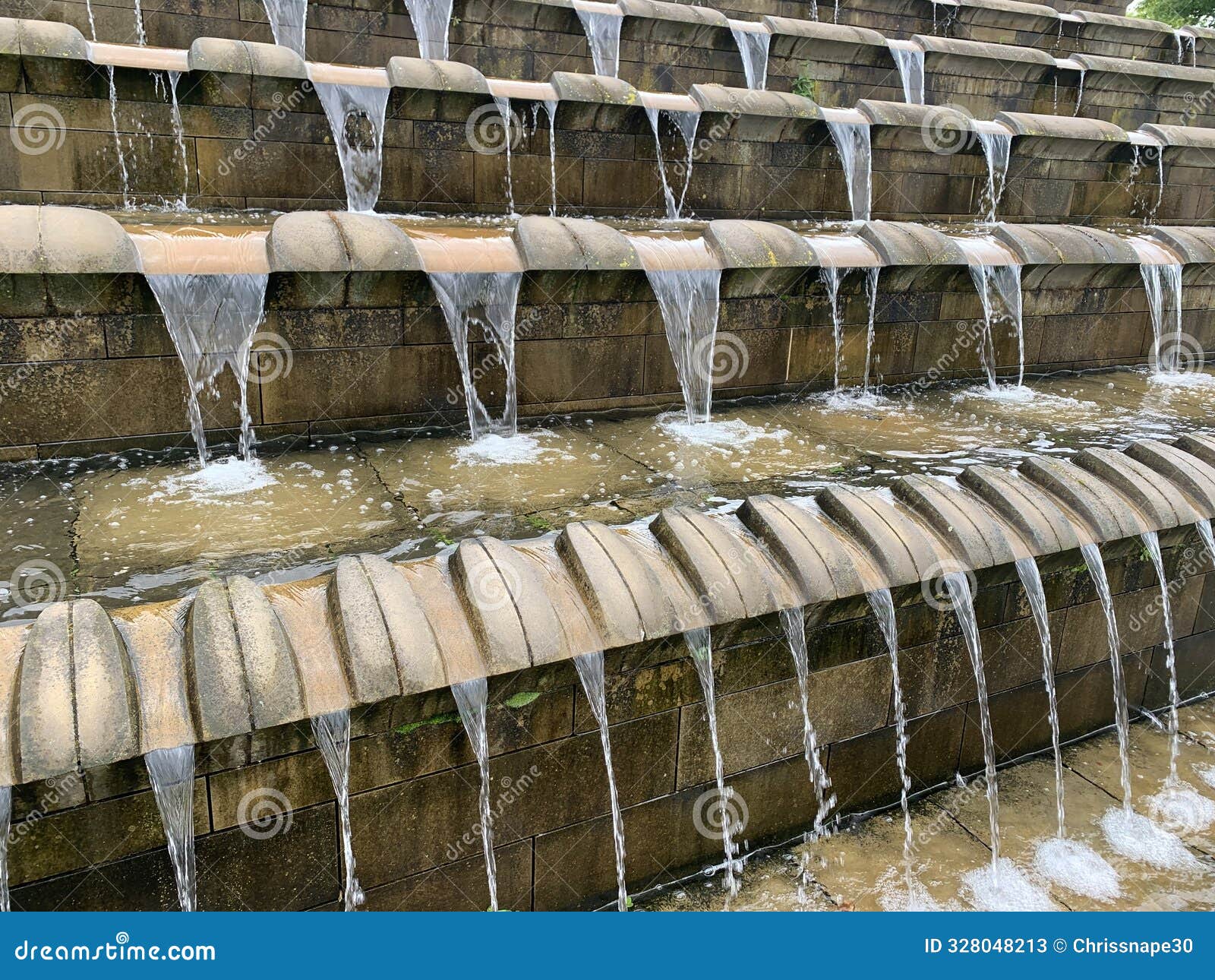 Large Concrete Water Feature with Many Individual Water Channels Stock ...