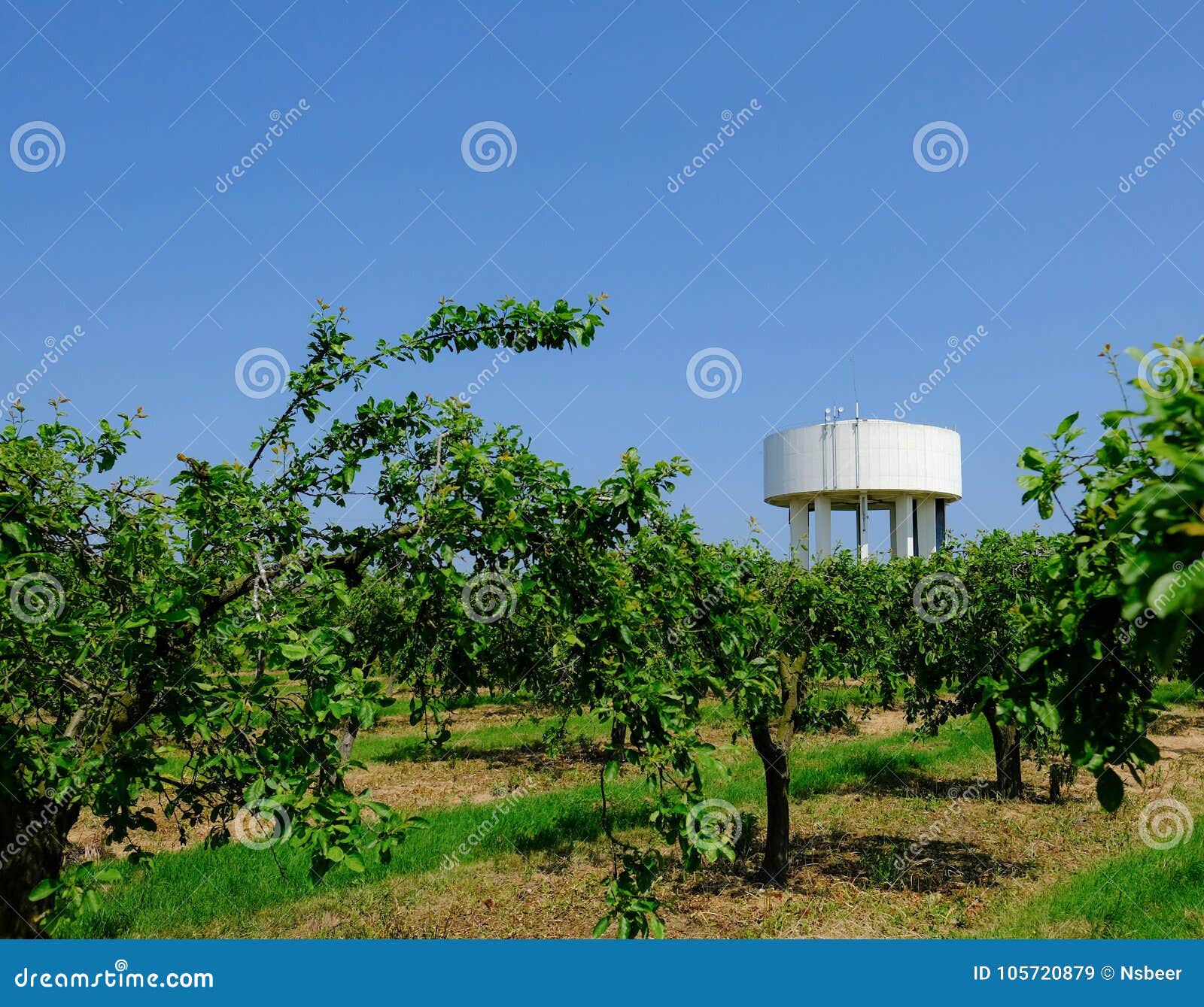 Large, Concrete Water Tower with Telecom and Wireless 4G Antennas ...