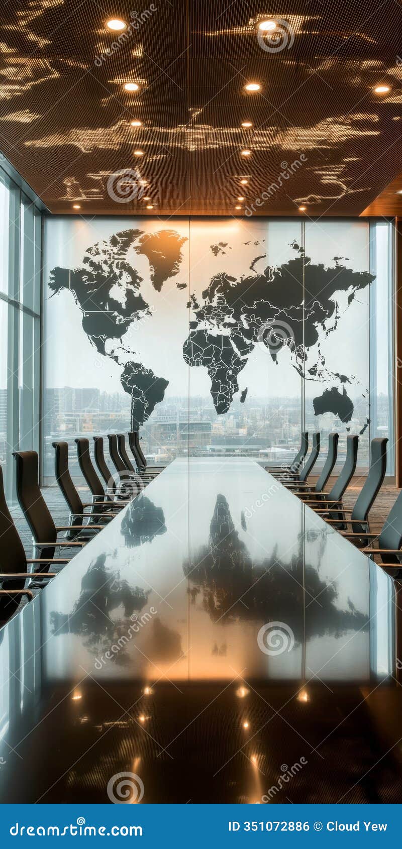 A Large Conference Room with a Large Map on the Wall Stock Illustration ...