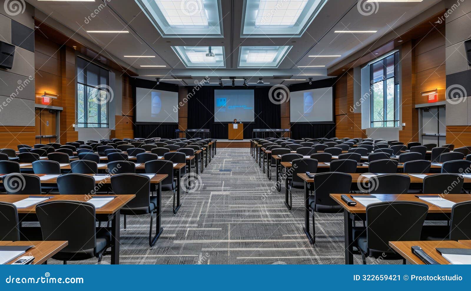 Conference Room Setup with Tables and Chairs Stock Image - Image of ...