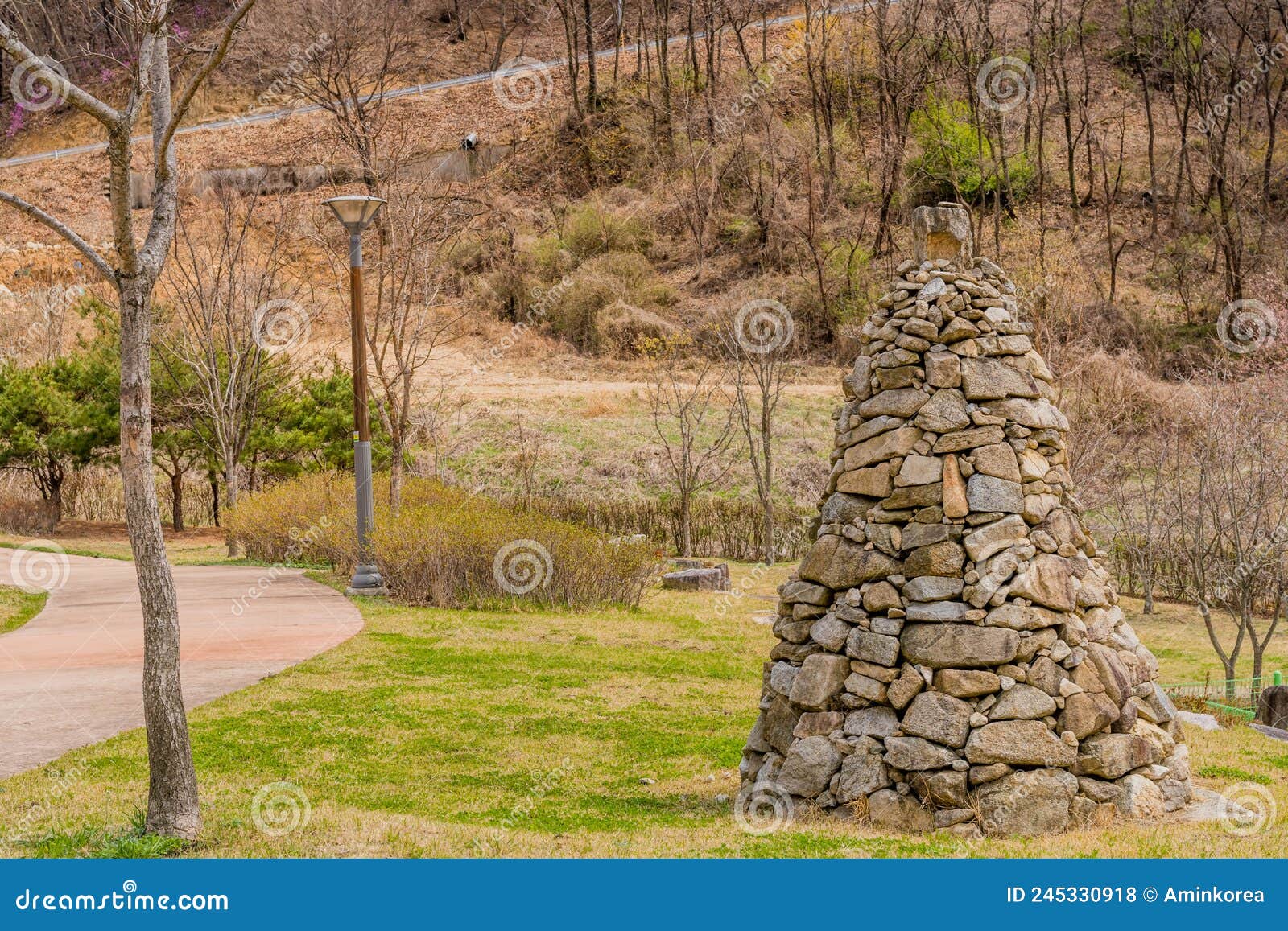 Large Conical Tower of Stack Stones Stock Photo - Image of asia, korean ...