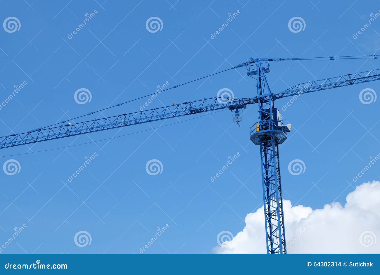 Large Construction Crane Machine with Clear Blue Sky Stock Photo ...