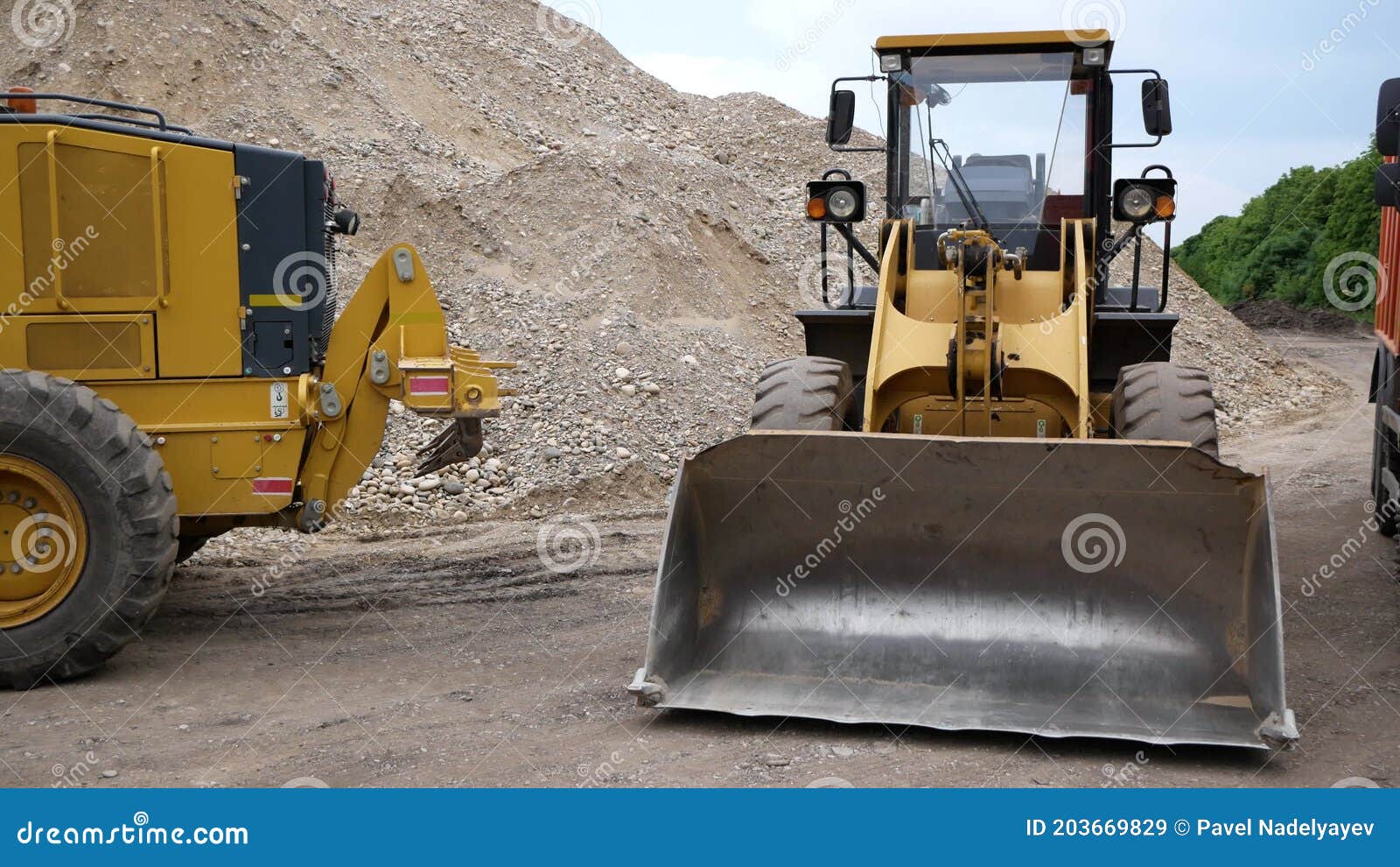 Large Construction Equipment is on Construction Site. Loader, Grader ...
