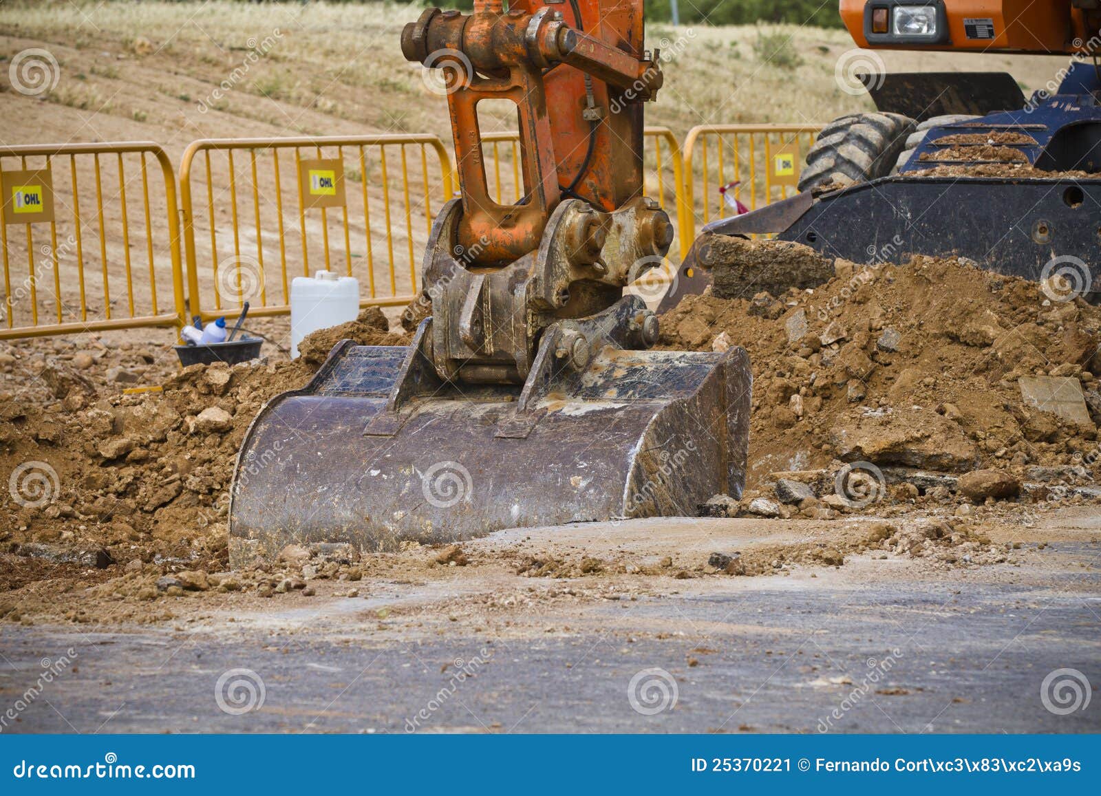 Large Construction Excavation, Detail Stock Image - Image of backhoe ...