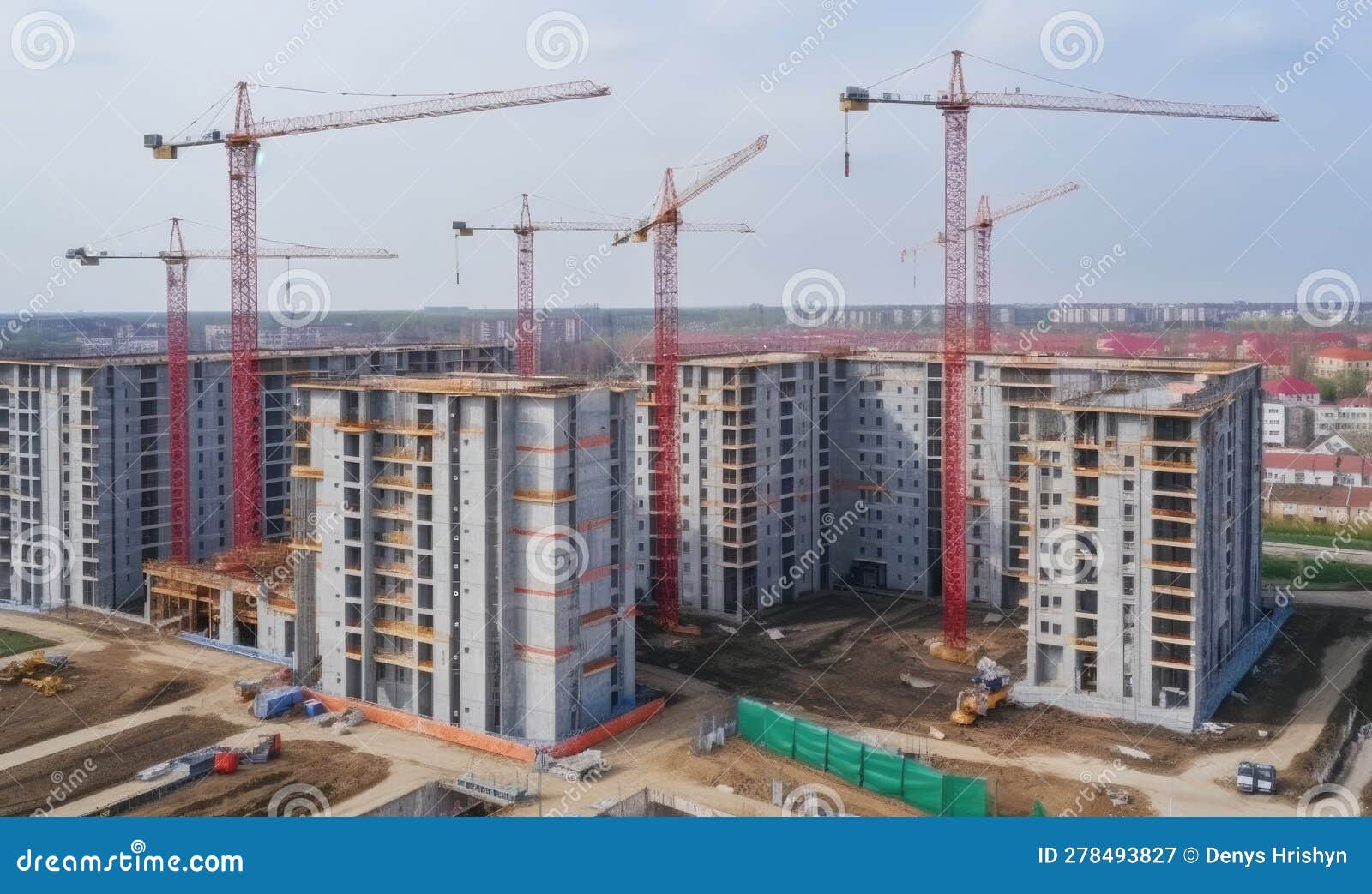 Large Construction Project with Multiple Buildings at Various Stages ...