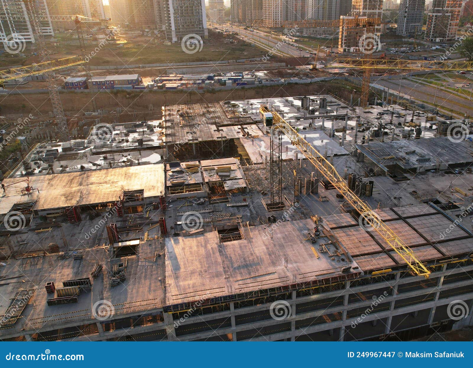 Large Construction Project on Sunset. Stock Image - Image of build ...