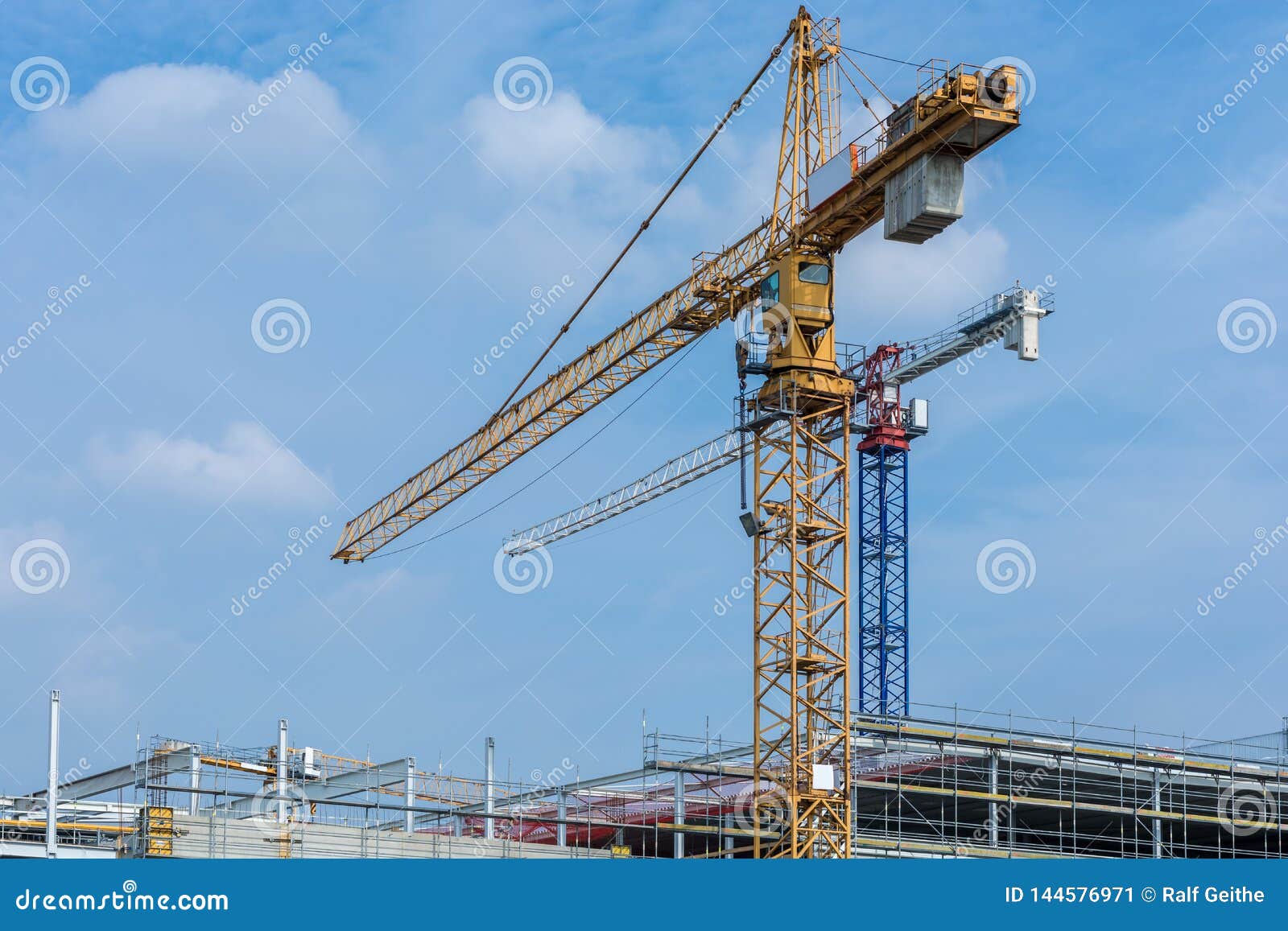 Large Construction Site with Cranes during the Construction of the ...