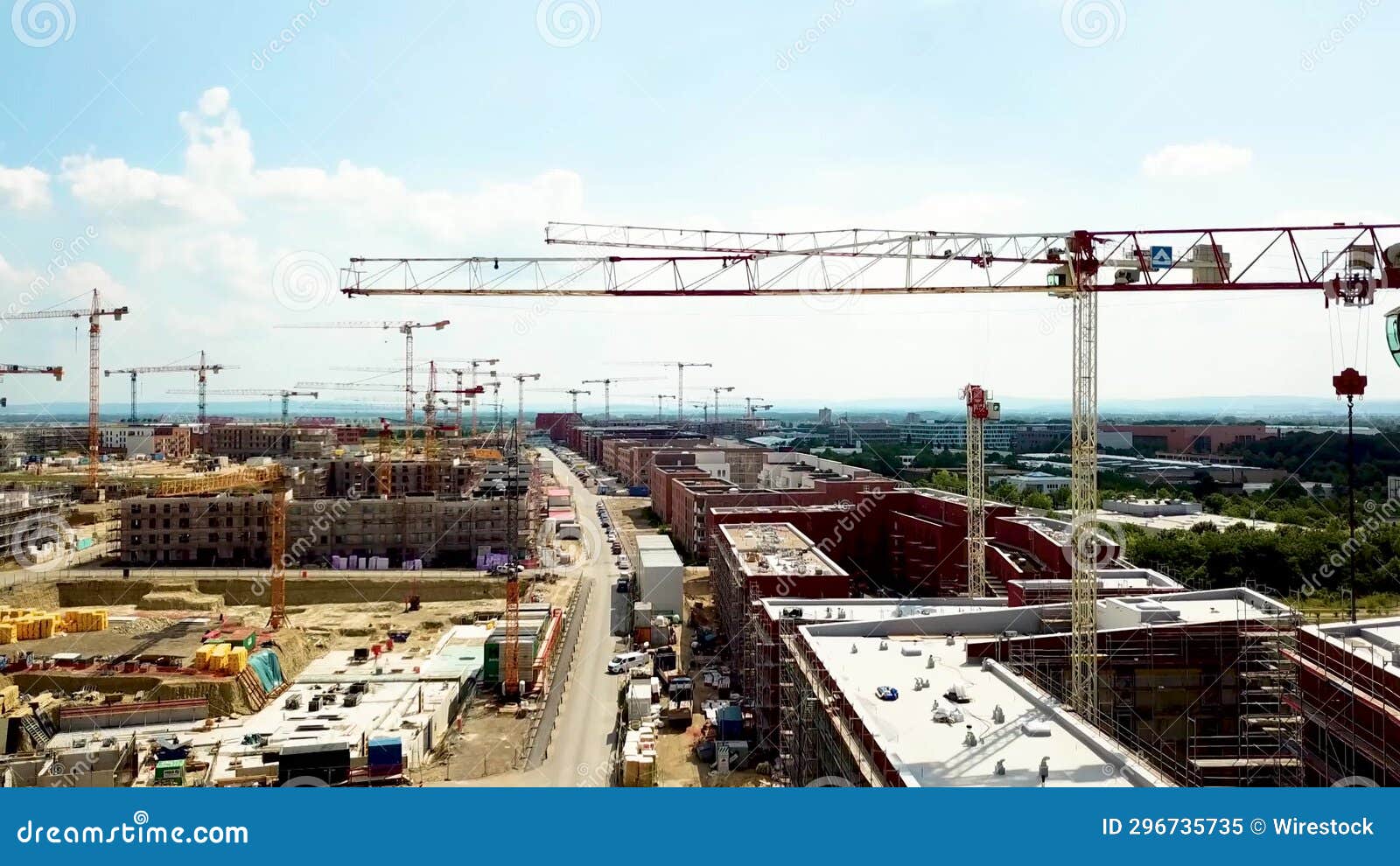 Large Construction Site with Cranes for Housing Construction in Hanover ...