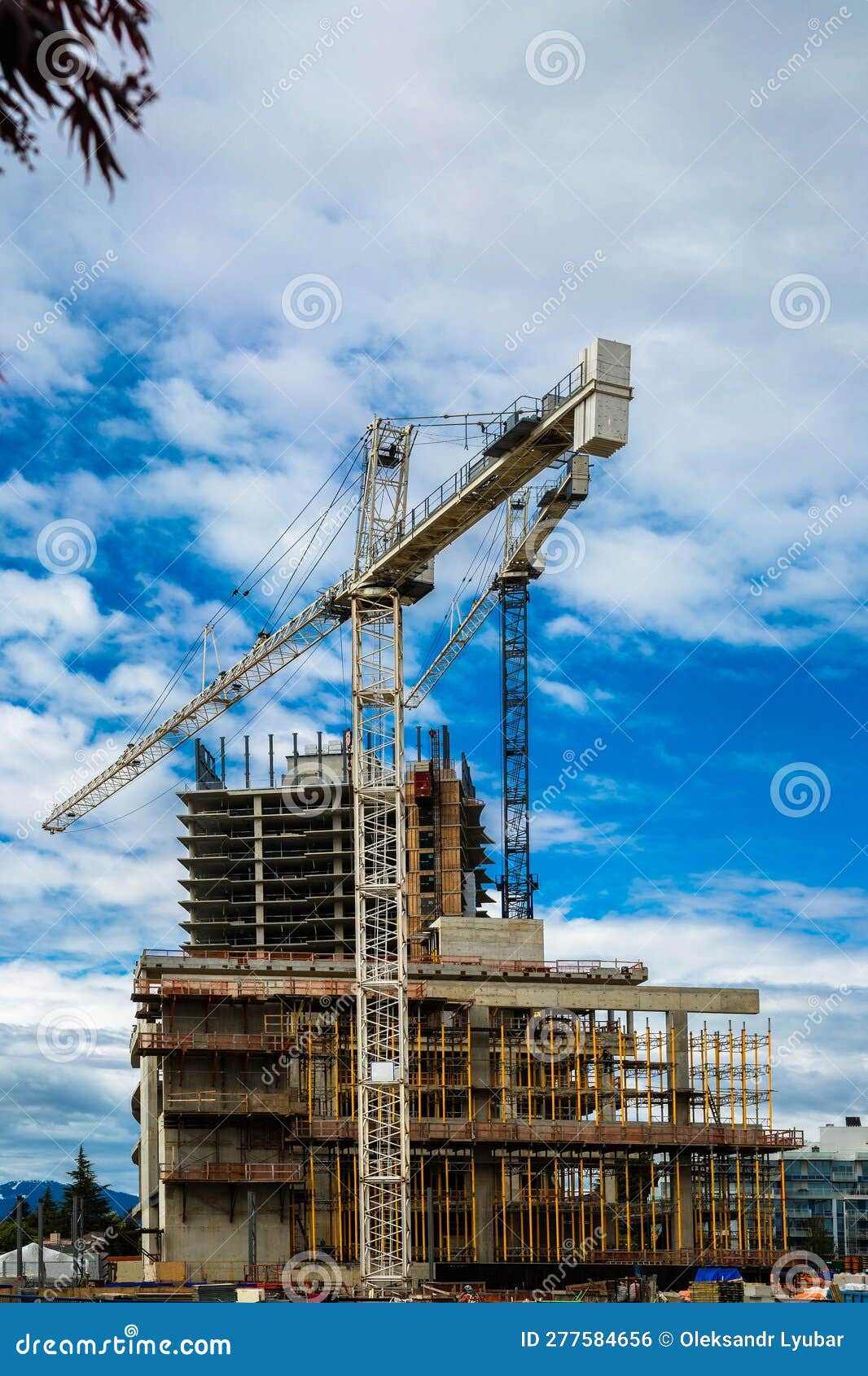 Construction Site with Cranes in Burnaby City Stock Photo - Image of ...
