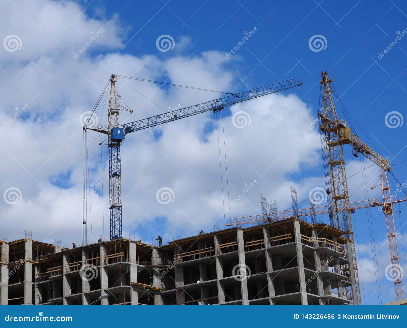 Large Construction Site, Including Several Cranes Working on the ...
