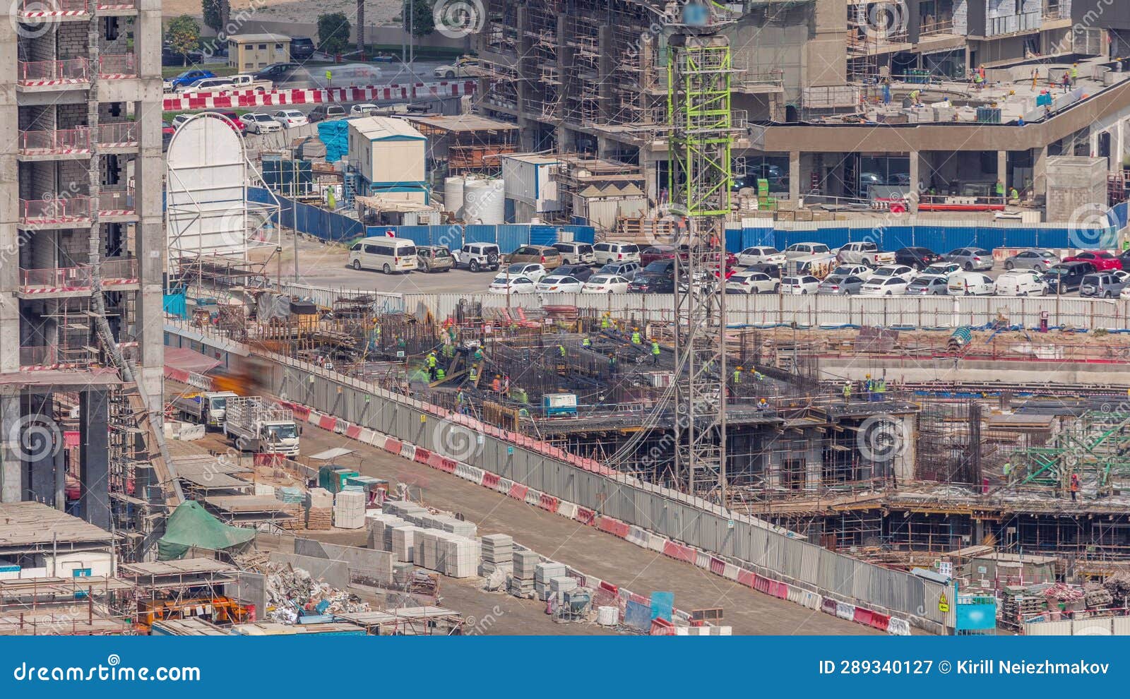 Large Construction Site with Many Working Cranes Timelapse. Stock Image ...