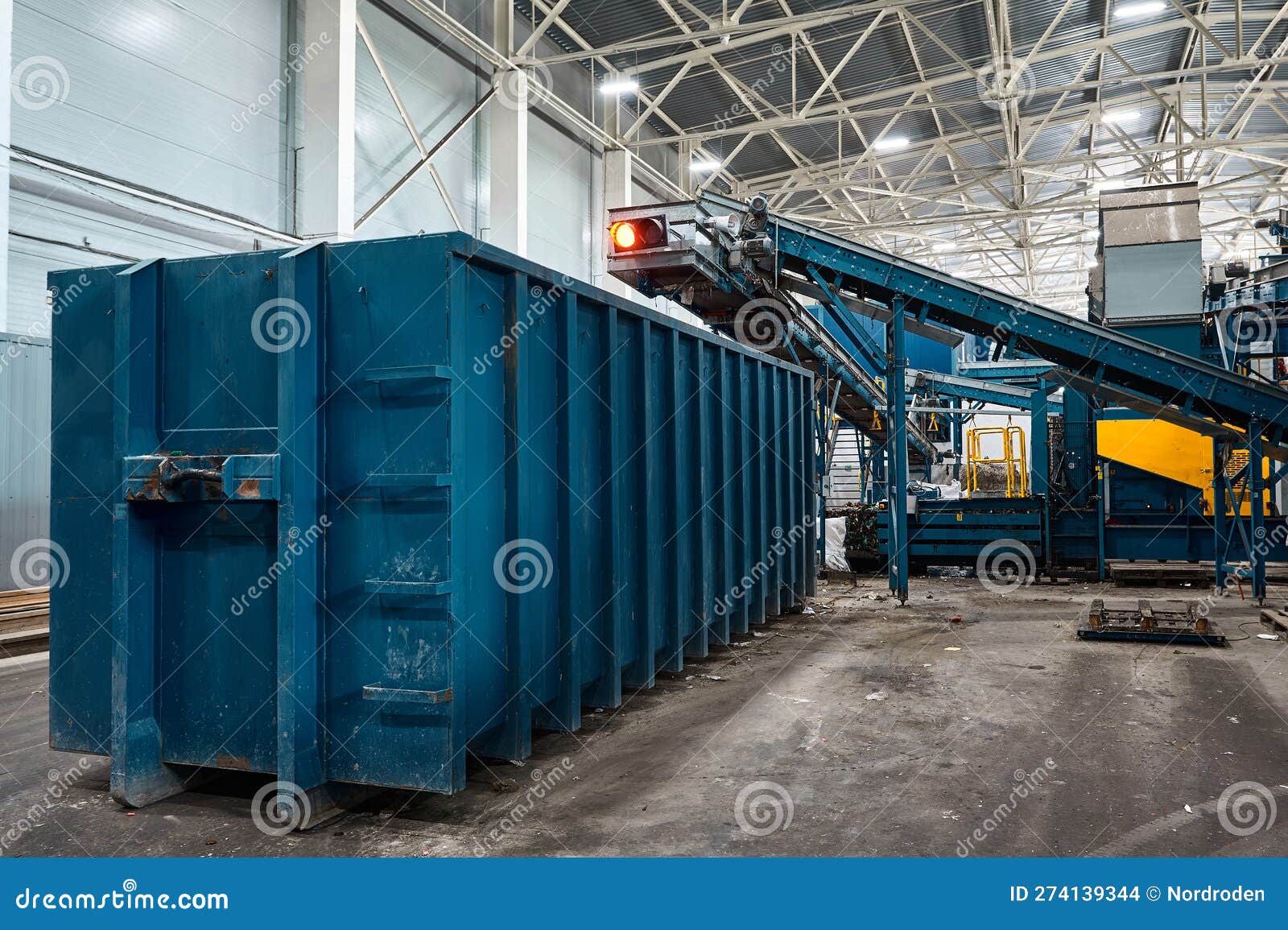 Large Container and Belt Conveyors Transporting Garbage Stock Photo ...
