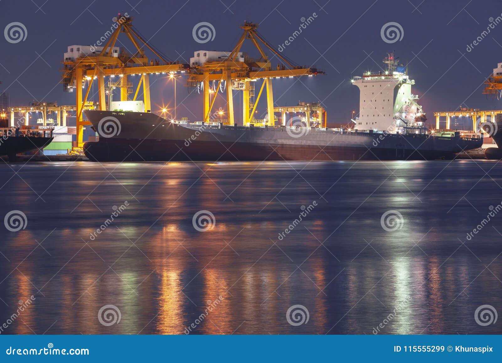 Large Container Boat Approaching on Commercial Port for Loading Stock ...