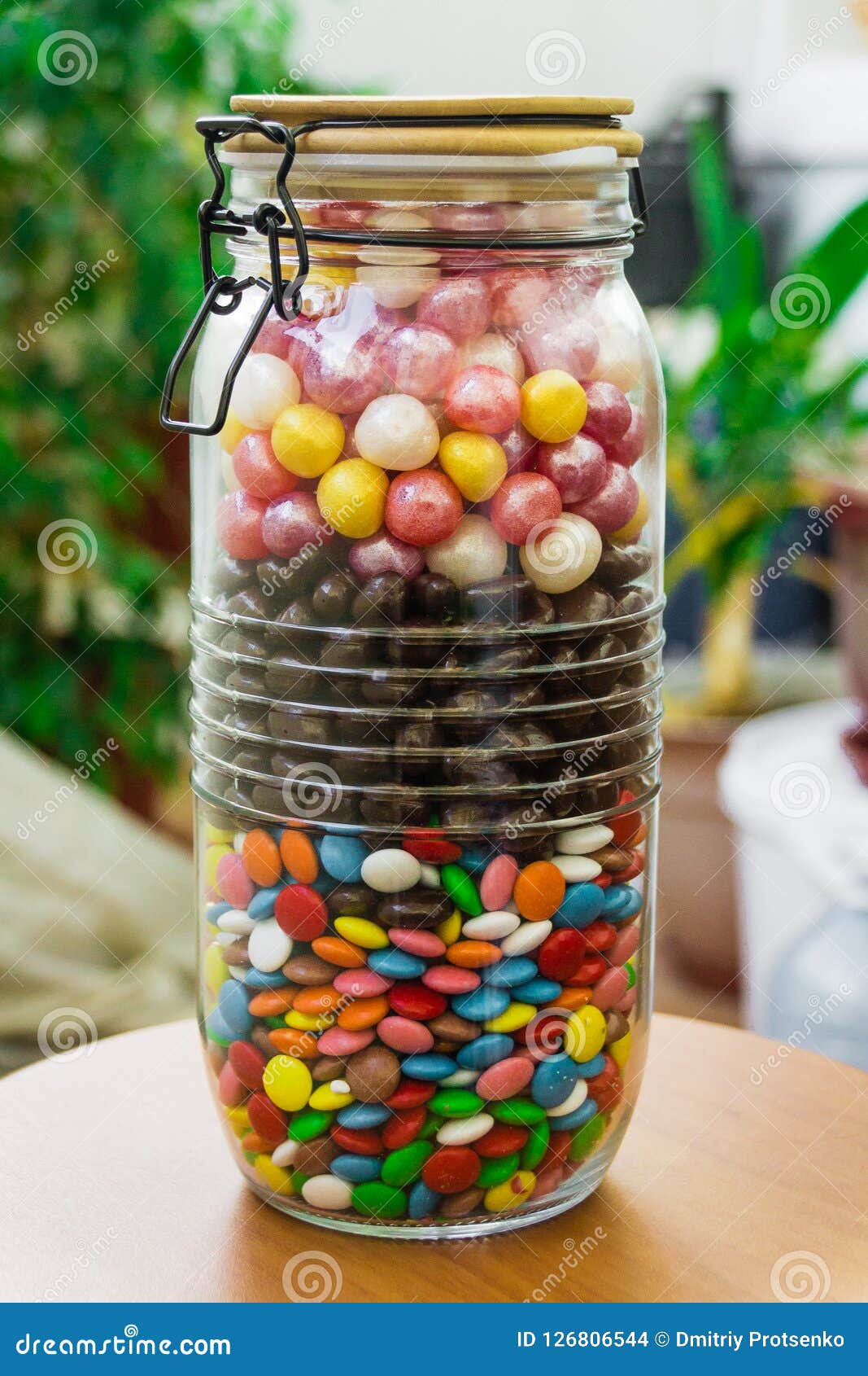 A Large Container with Colorful Candies with a Tight-fitting Lid ...