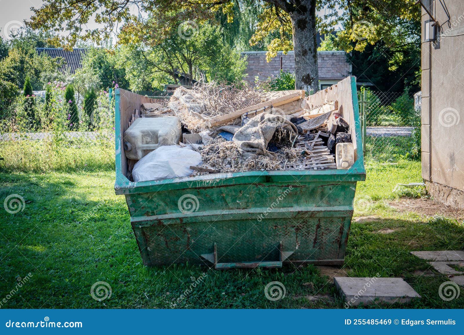 Large Container for Construction Debris and Waste Stock Image - Image ...